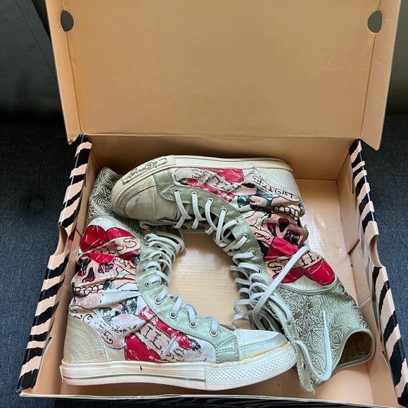 Ed Hardy | Shoes | Ed Hardy Love Kills Slowly Calf Height Converse ...